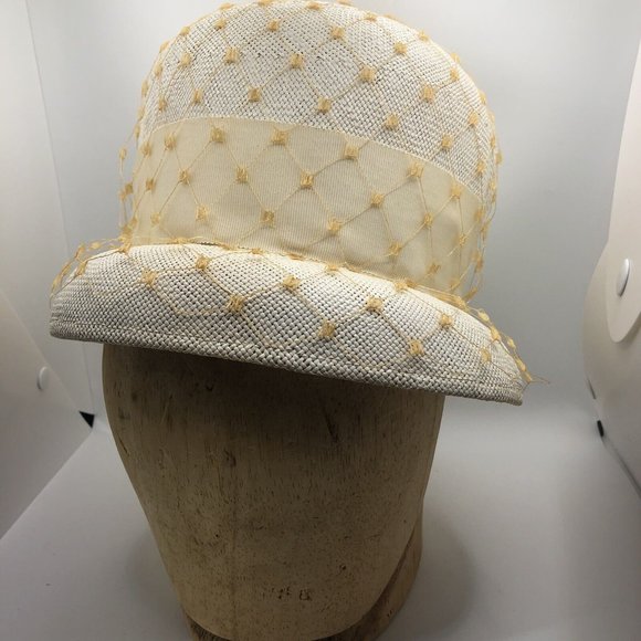 Unbranded | Accessories | Vintage Bucket Hat Ivory Straw With Yellow ...